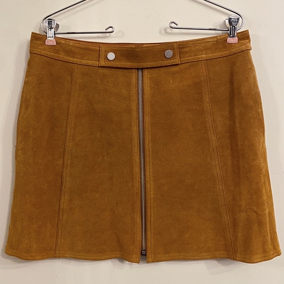 GAP | Skirts | Gap Tan Brown A Line Suede Leather Zip Skirt 2 L | Poshmark